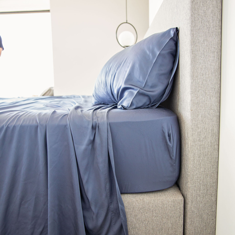 Dark Blue Bamboo Fitted Sheets – The Cosy Quarter